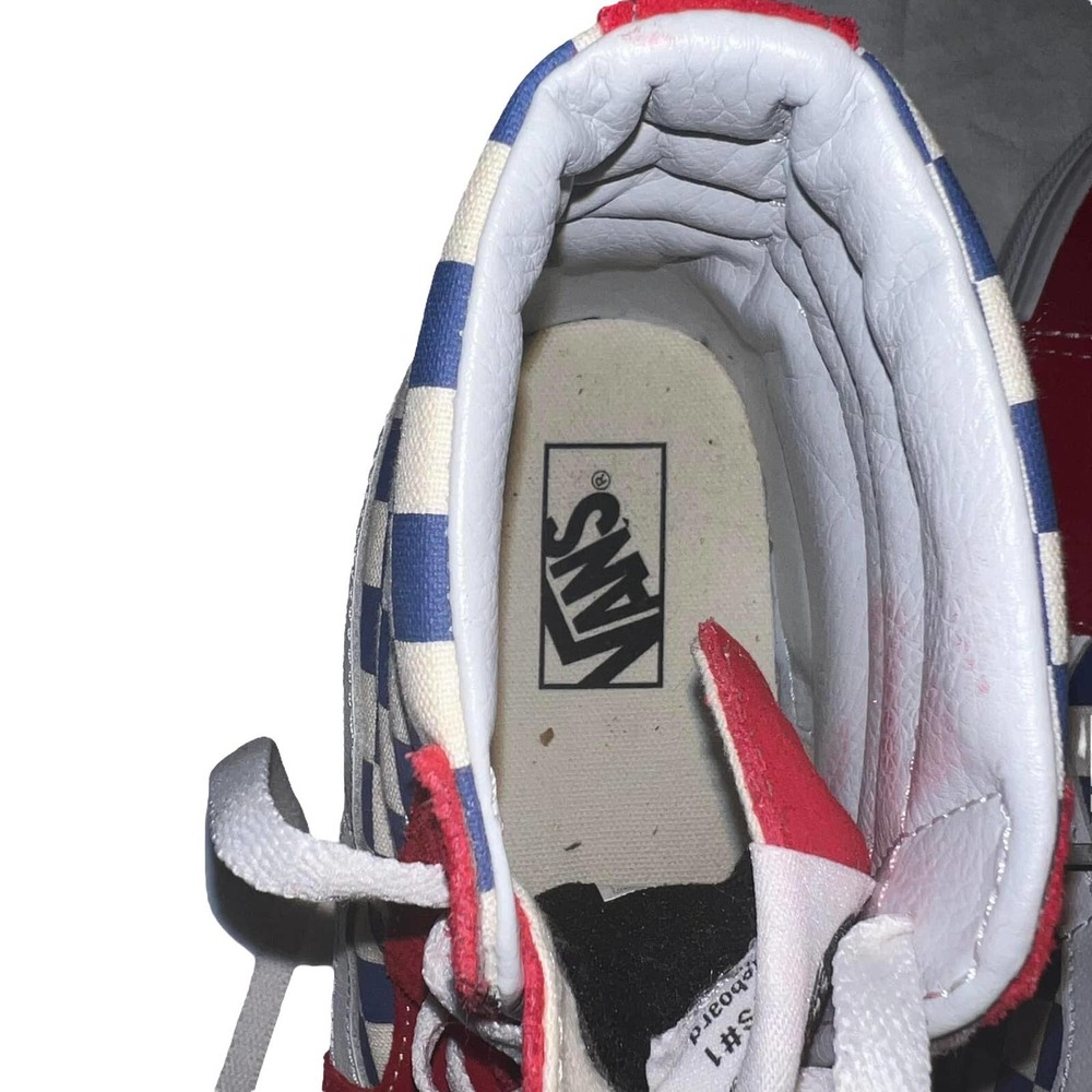 Vans Red Blue & White Checkered Sneakers Skateboard S… - Gem